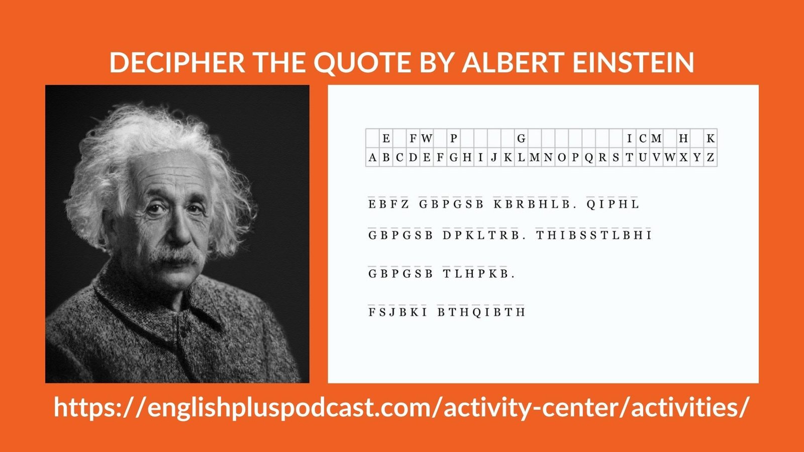 Code Breaker 17 | Quote by Albert Einstein - English Plus Podcast
