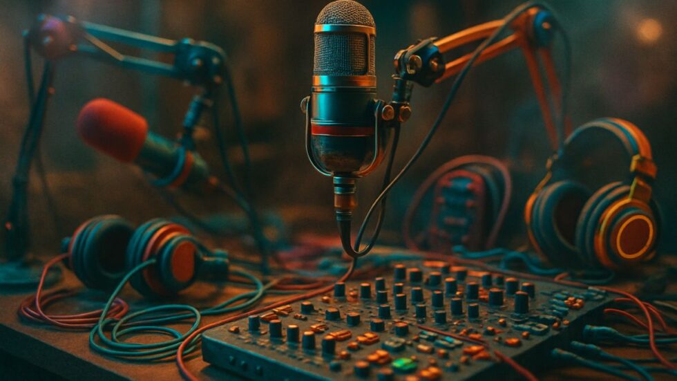 Create a how-to guide explaining how to set up a podcast studio ...